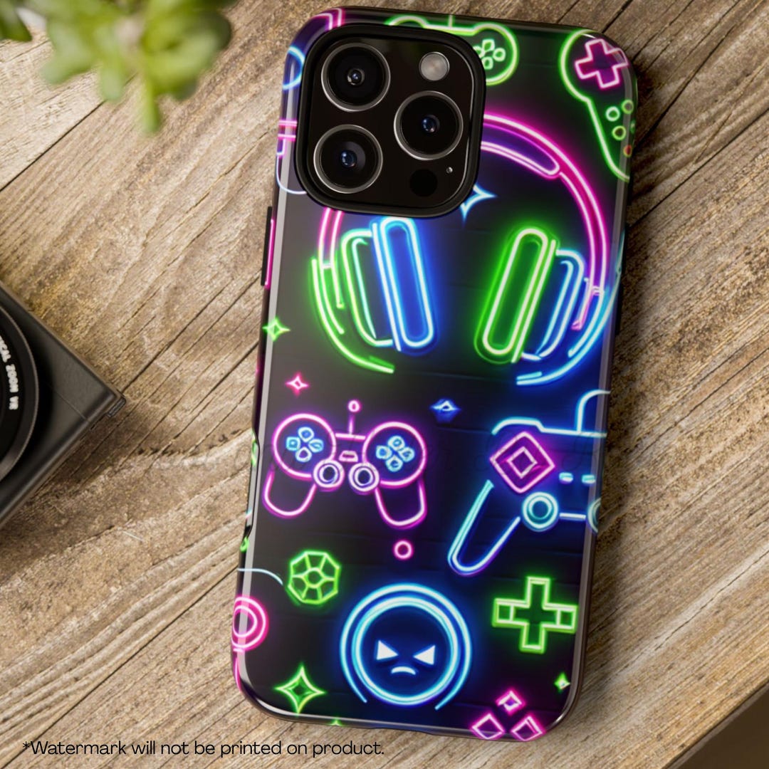 Neon Gaming Phone Case: Futuristic Gamer Design, Impact Resistant - Etsy