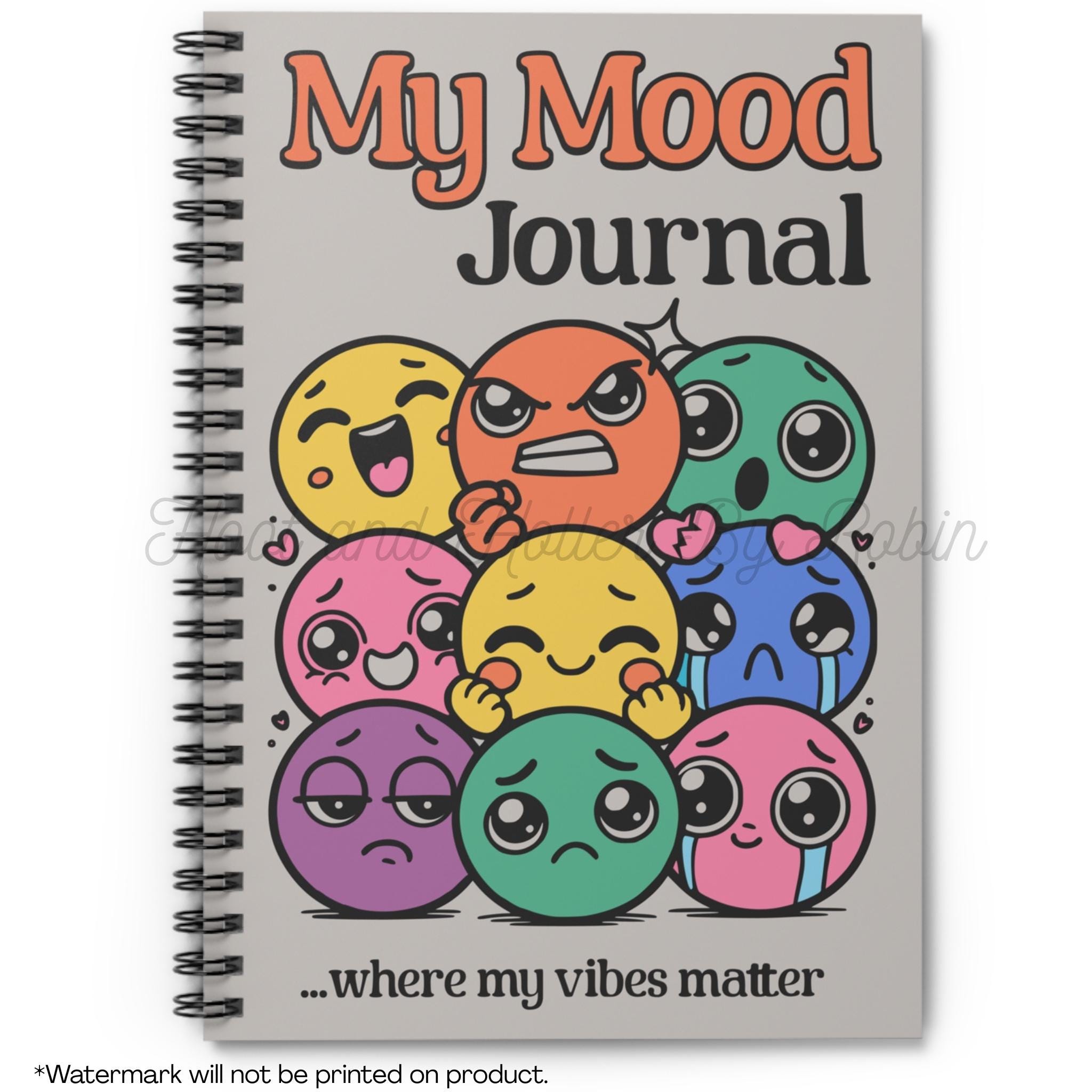 Emotional Emoji Spiral Notebook, Mood Ruled Line Journal, Happy Sad ...
