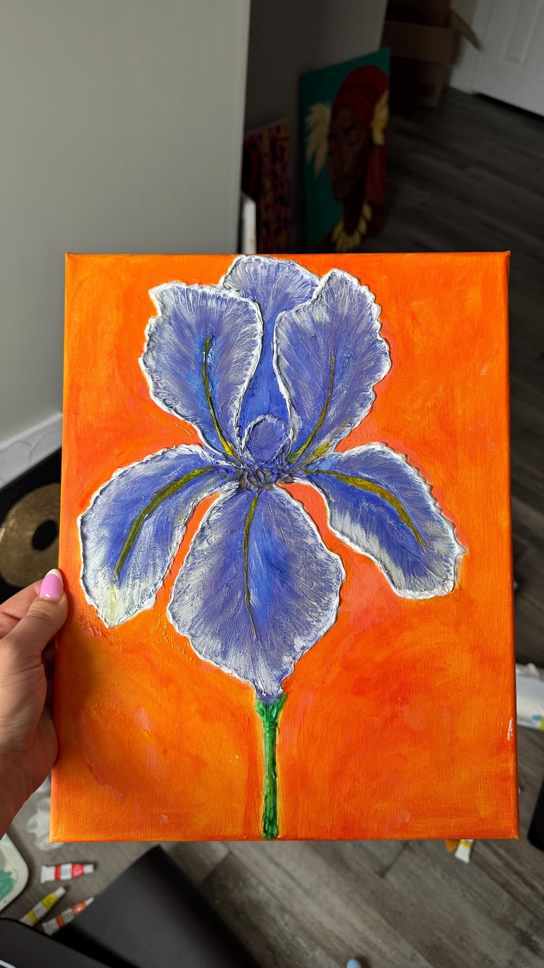 Textured Iris Painting - Acrylic on Canvas - Etsy