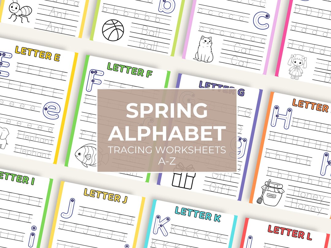 Spring Alphabet Tracing Worksheets A–Z - Etsy