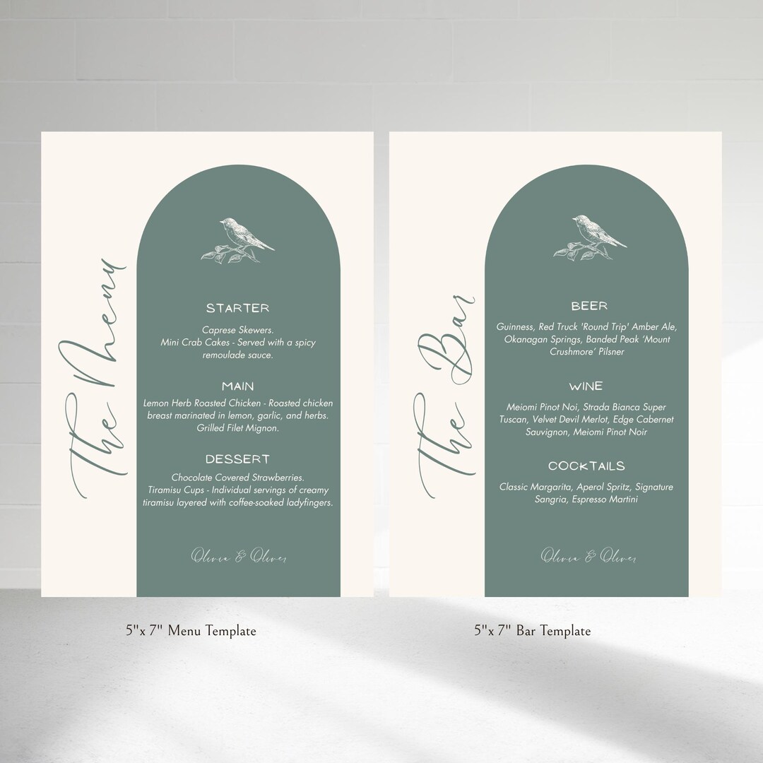 Handwritten Dinner and Drinks Menu Template: Custom Bar Card (digital ...