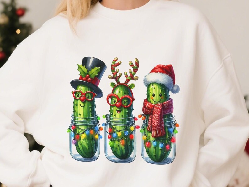 Funny Christmas Pickle Png, Cute Festive Cucumber With Lights, Hat ...