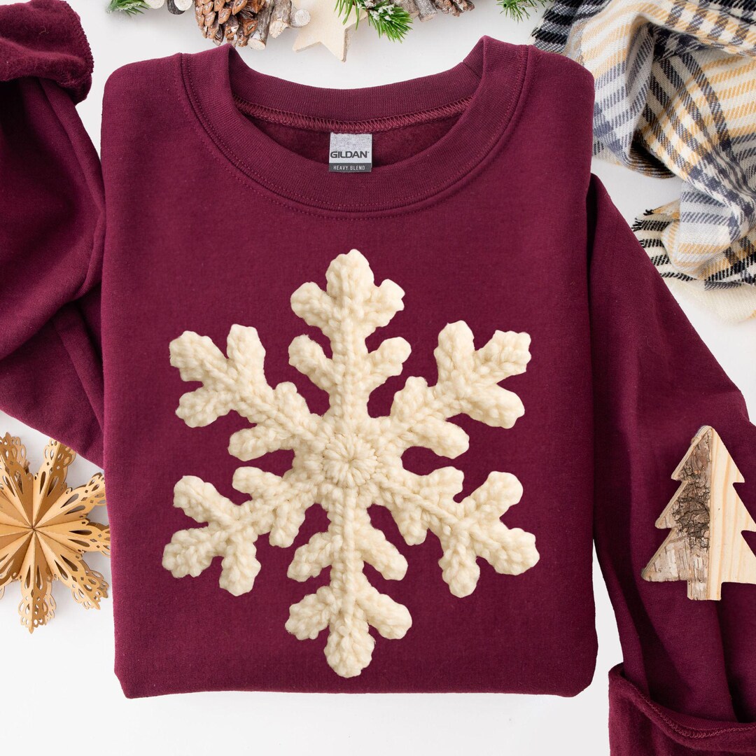 Latch Hook Snowflake PNG, Chunky Faux Yarn Winter Snowflake, Knitted ...