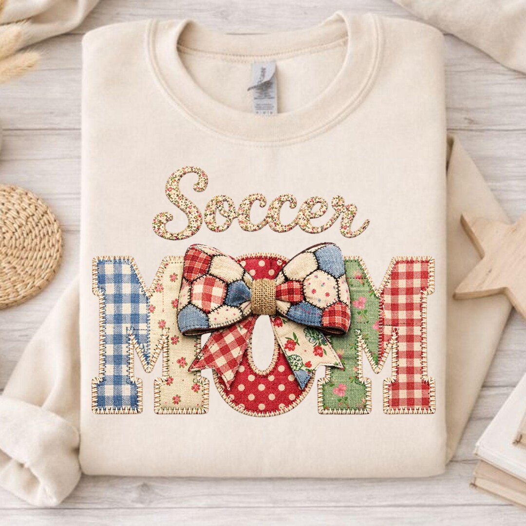 Patchwork Soccer Mom PNG, Gingham Bow Soccer Mama Design Gameday Sports ...