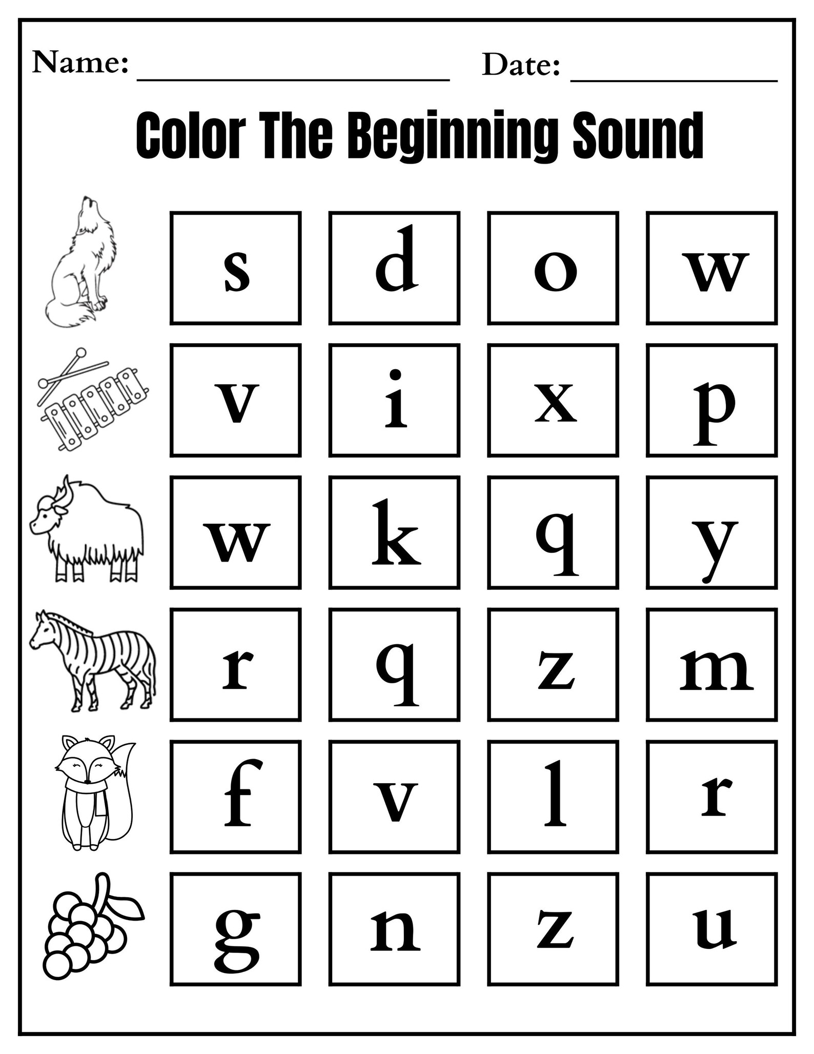 Phonics Coloring Pages: Beginning Sounds Alphabet Worksheets (PDF ...