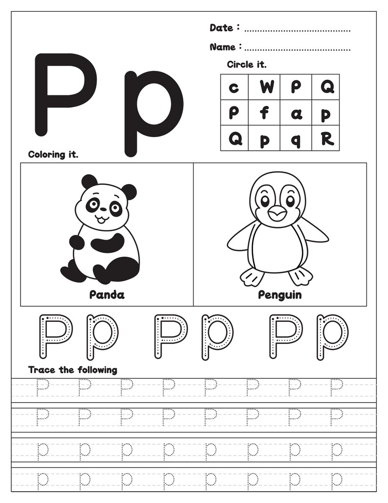 Alphabet Coloring & Tracing Worksheets: ABC Handwriting Practice (PDF ...