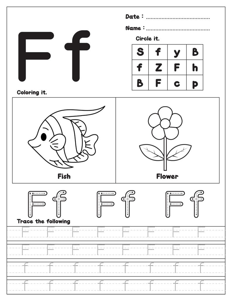 Alphabet Coloring & Tracing Worksheets: ABC Handwriting Practice (PDF ...