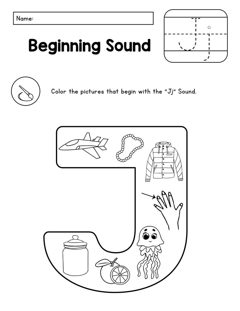 Alphabet Phonics Worksheets: A-Z Beginning Sounds, Color It Activity ...