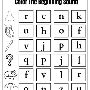 Phonics Coloring Pages: Beginning Sounds Alphabet Worksheets (PDF ...