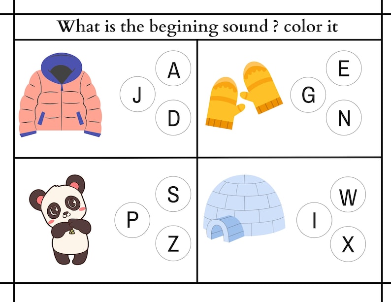 Hojas de trabajo para colorear los sonidos iniciales / Actividades ...