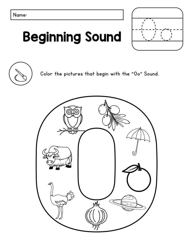 Alphabet Phonics Worksheets: A-Z Beginning Sounds, Color It Activity ...