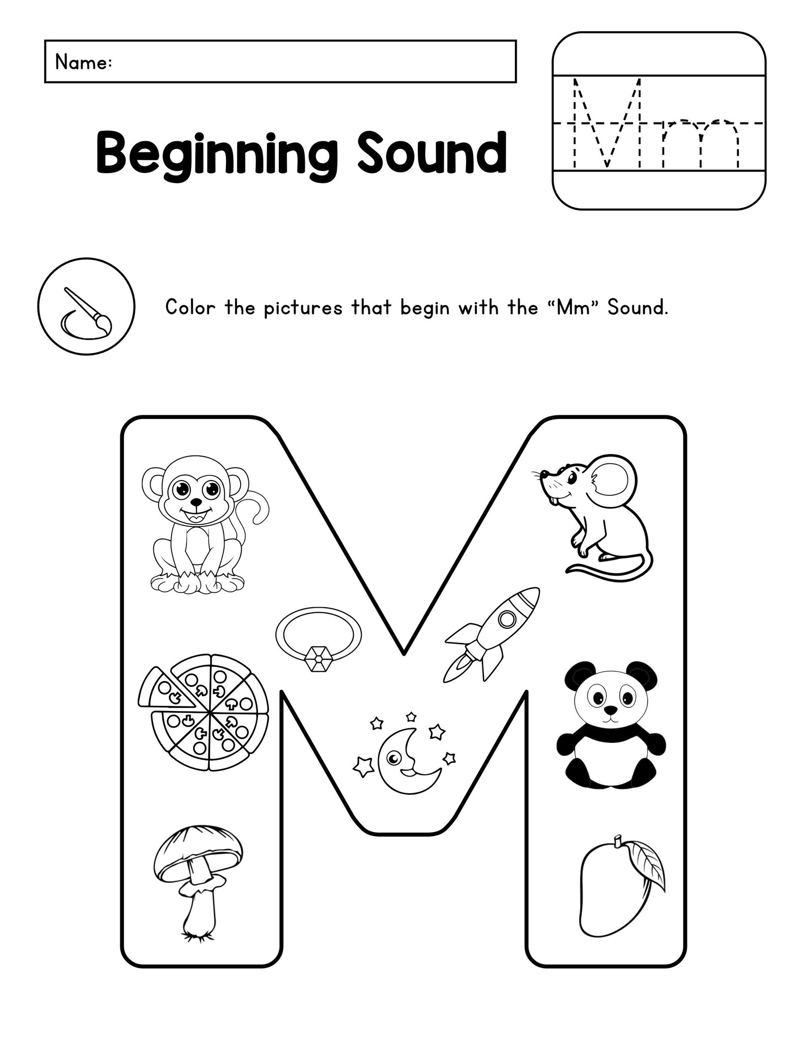 Alphabet Phonics Worksheets: A-Z Beginning Sounds, Color It Activity ...