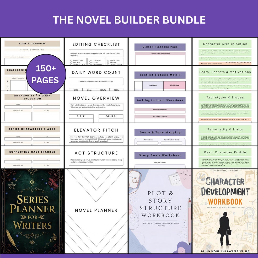 Novel Writing Planner Bundle: Plot, Character, Series (printable PDF ...
