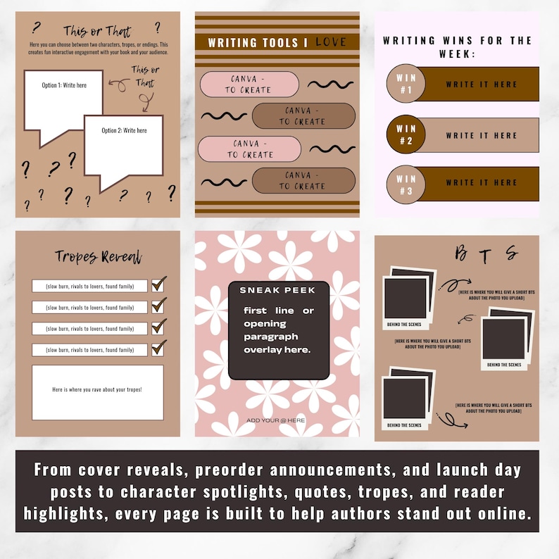 Author Social Media Template Pack — 35 Fully Editable Canva Templates ...