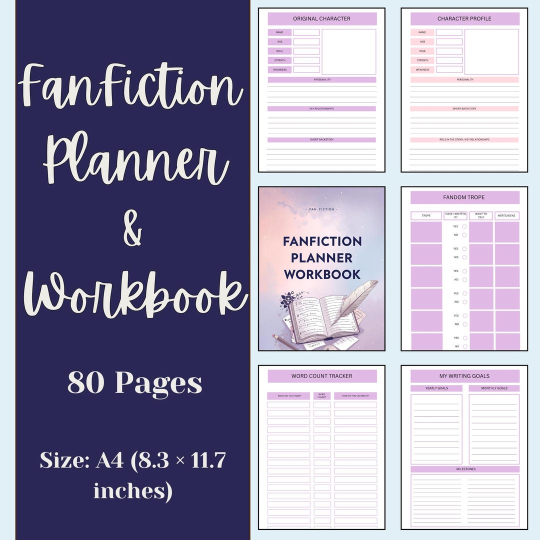 Fan-fiction Writing Workbook | 83 Pages for Story Ideas, Characters ...