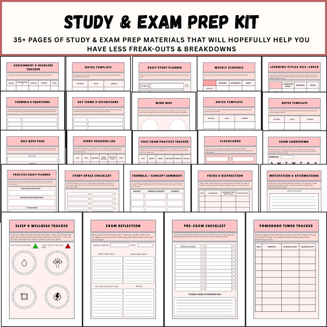 Study Skills & Exam Prep Workbook - Etsy