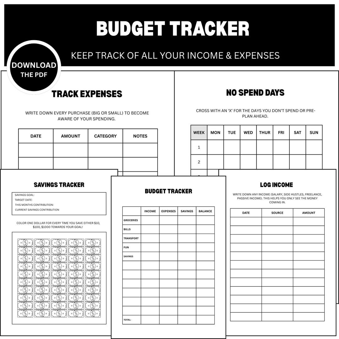 Budget Tracker Printable | Monthly Expense & Savings Log PDF (A4) - Etsy