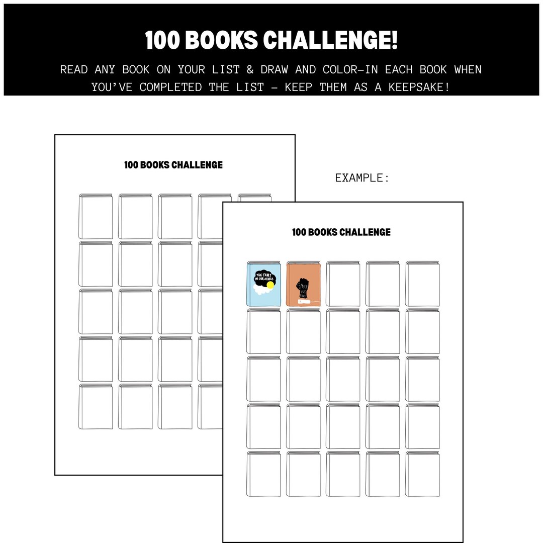 100 Books Challenge | Printable Reading Tracker - Etsy