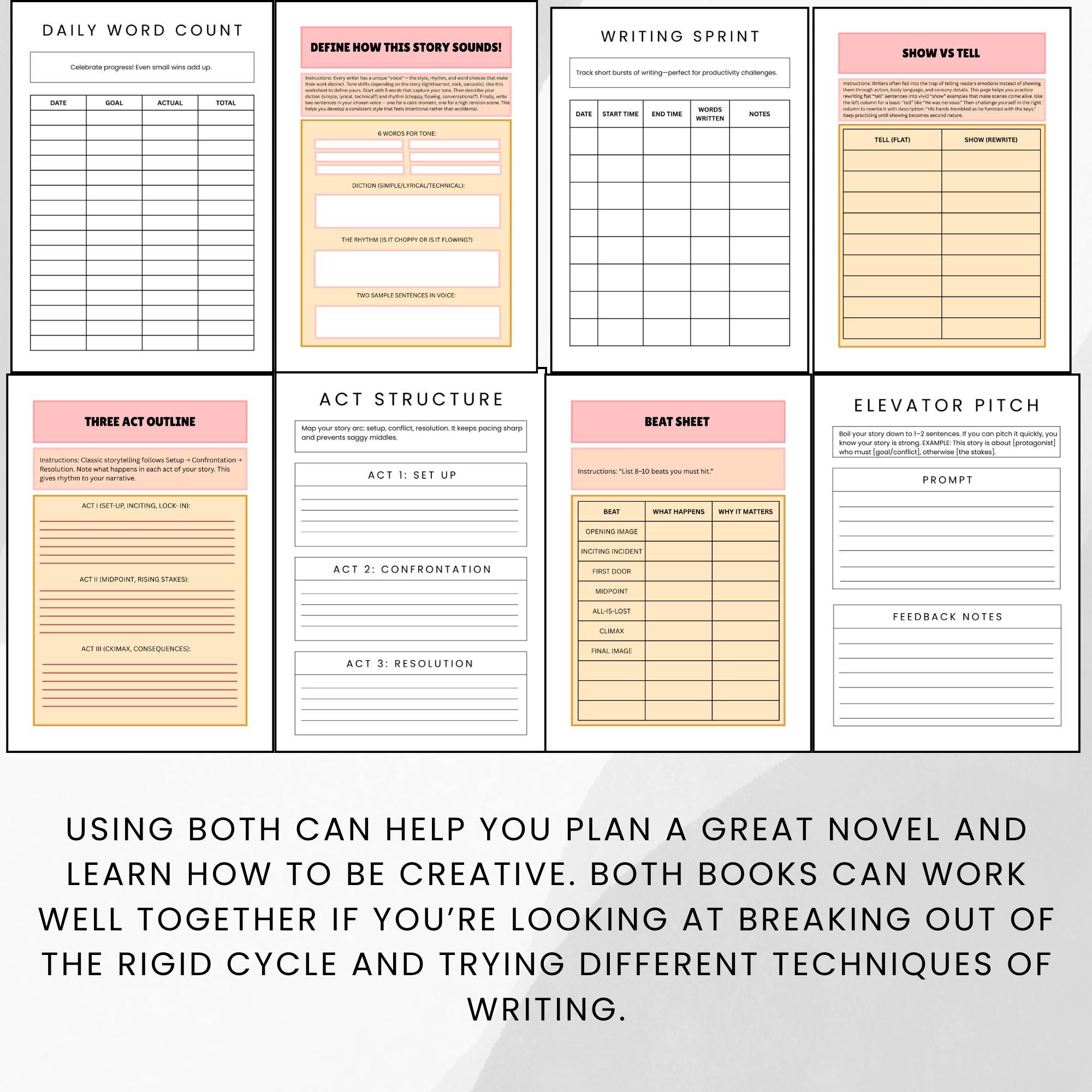 Creative & Novel Writing Planner Bundle | Printable Author Workbook - Etsy