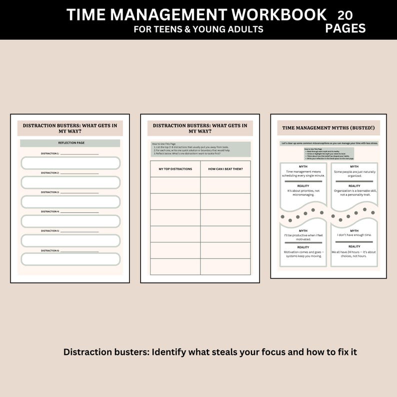 Time Management Workbook: Productivity & Planning Prompts (digital ...