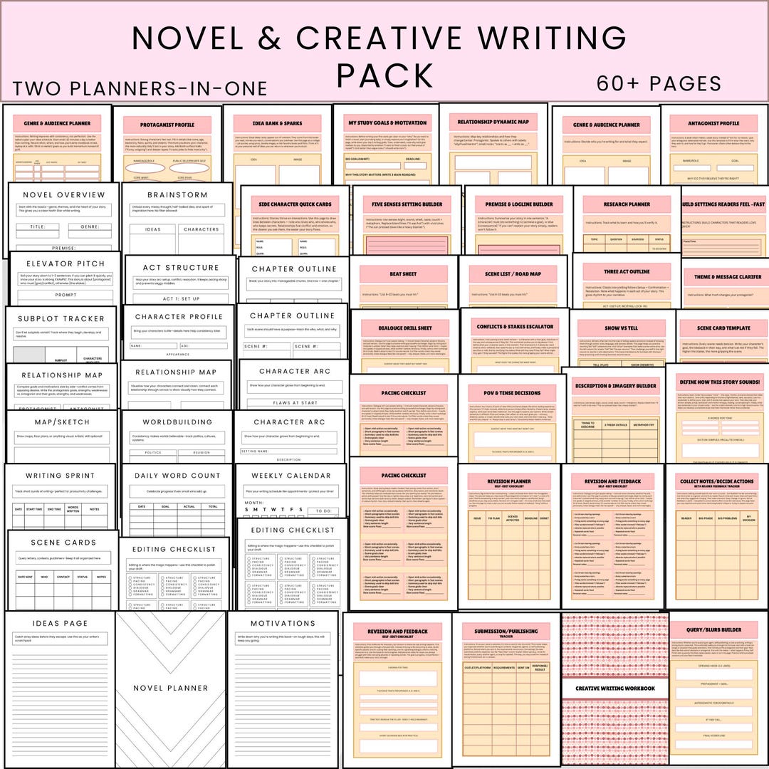 Creative & Novel Writing Planner Bundle | Printable Author Workbook - Etsy