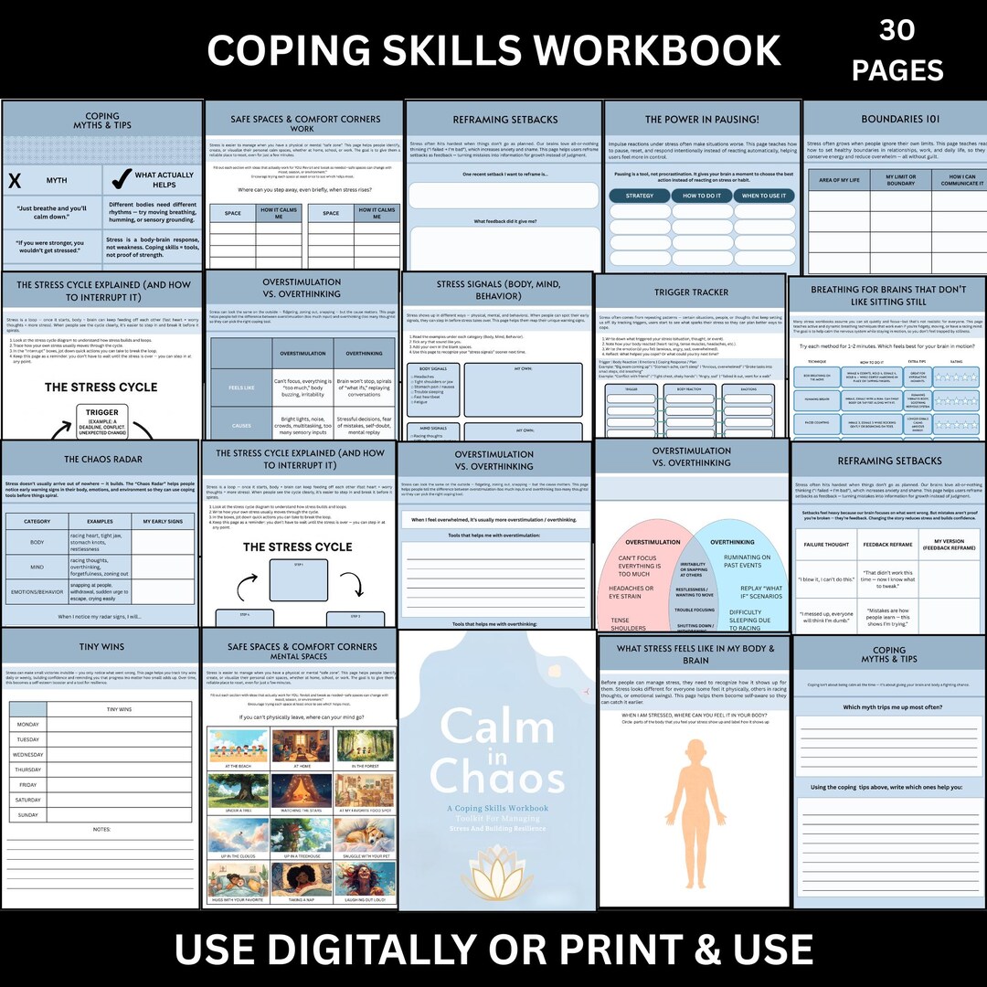 Stress Coping / Managing Workbook for Busy Minds - Etsy