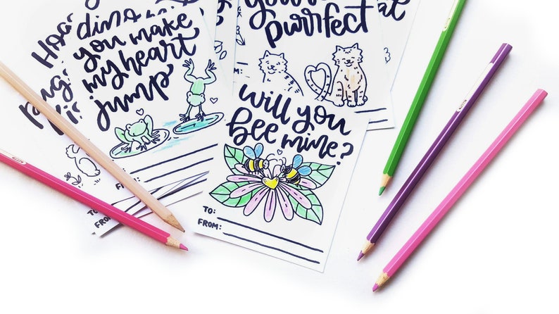 Download Valentine's Day Coloring Animal Puns Set of 12 - Etsy