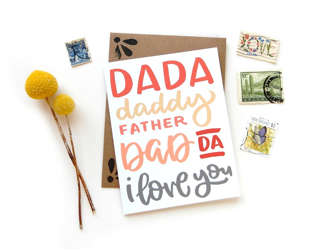 Father's Day Dada Card | Brush Lettering Daddy Unique Father's Day Love ...