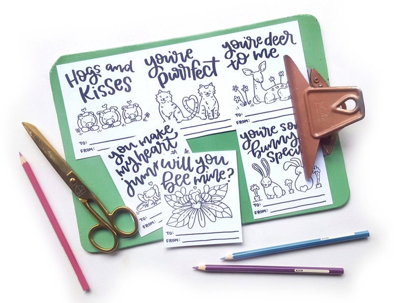 Download Valentine's Day Coloring Animal Puns Set of 12 - Etsy