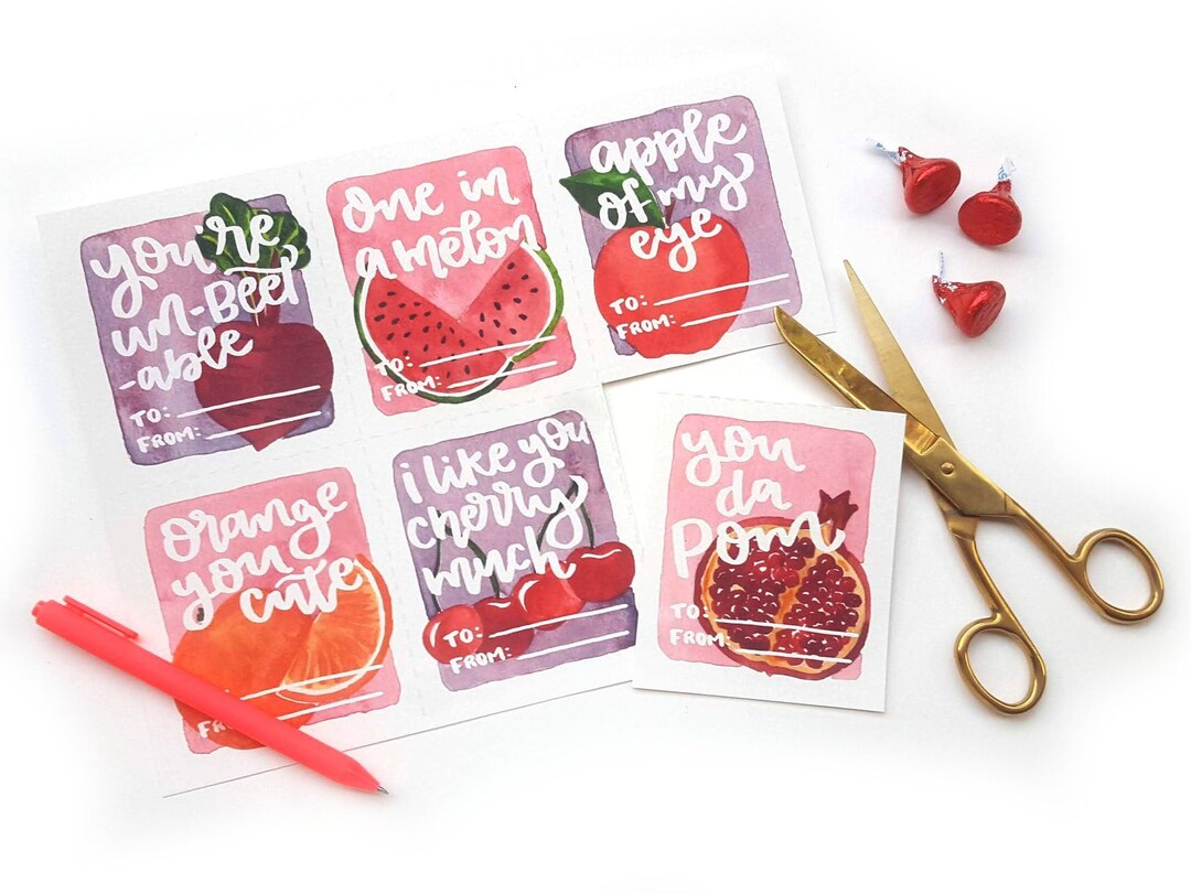 Download Valentine's Day Fruit Puns | Set of 12 Instant Download DIY ...