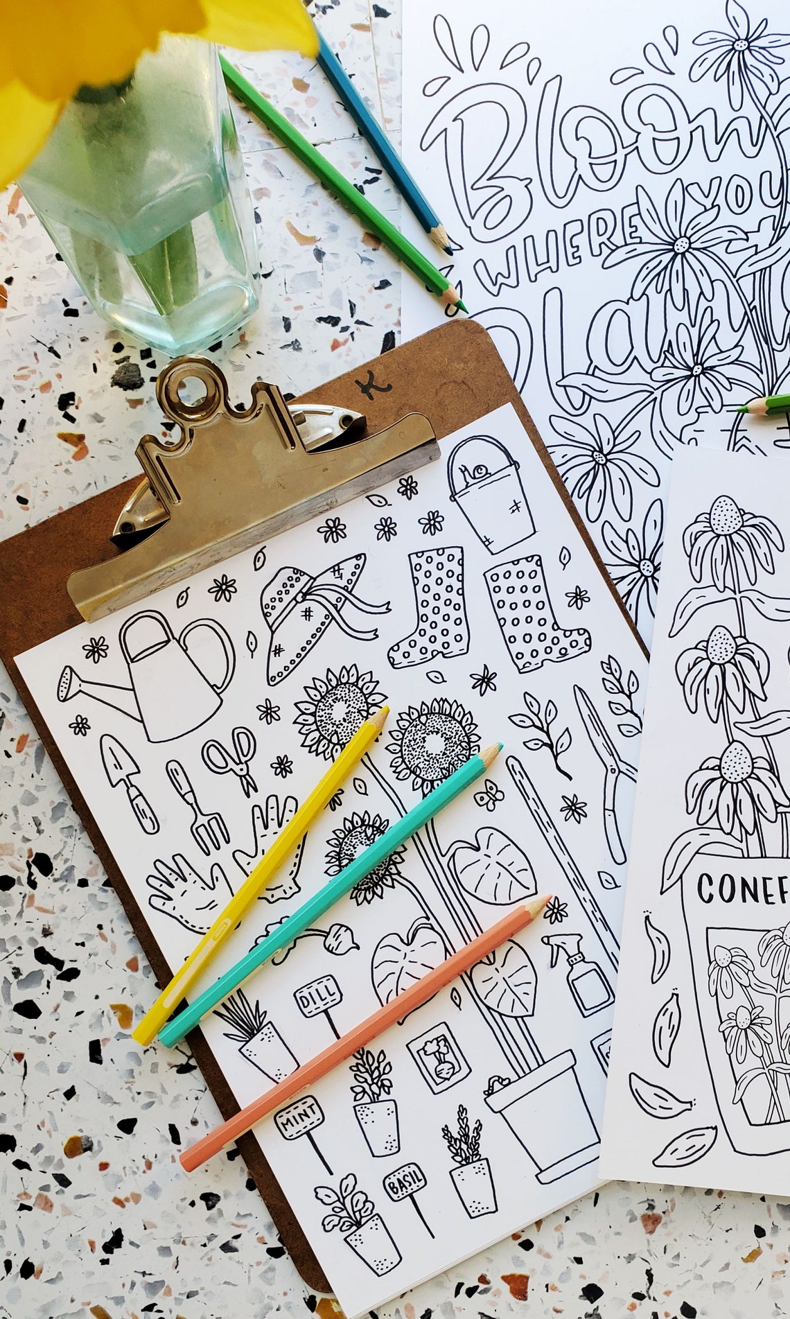 Spring Gardening Coloring Pages Printable Coloring Sheets - Etsy