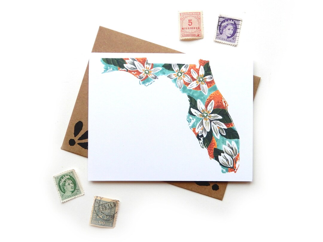 Florida Orange Blossom Watercolor Card Watercolor State - Etsy