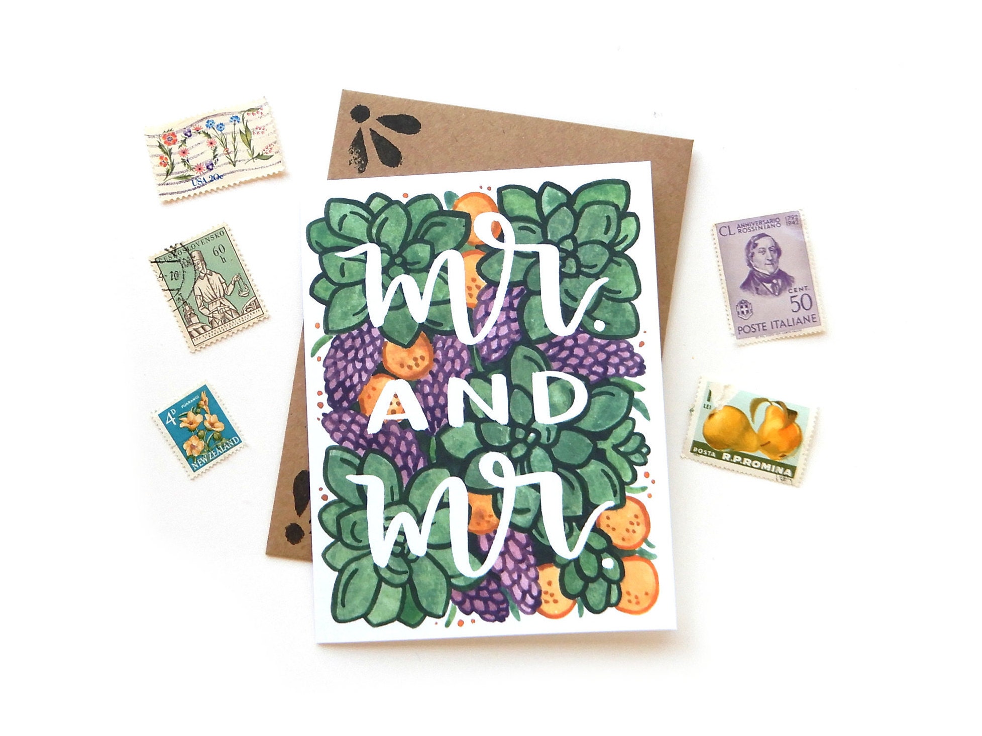 Mr & Mr Wedding Card for Gay Couple, LGBTQ Wedding Card for Two Grooms ...