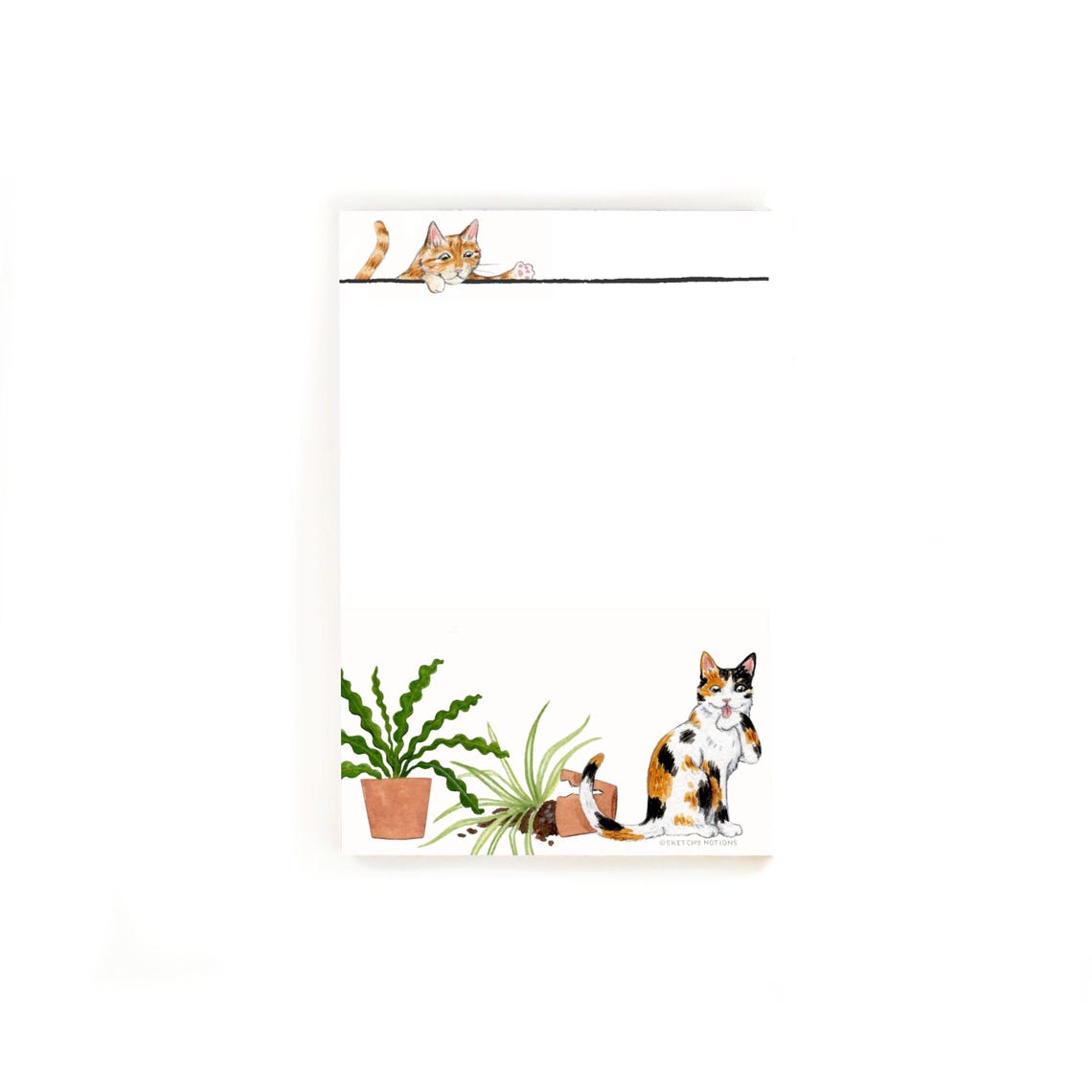 Sneaky Cats + Plants Notepad | Cat Lady Plant Lady Gift 4x6 Notepad ...