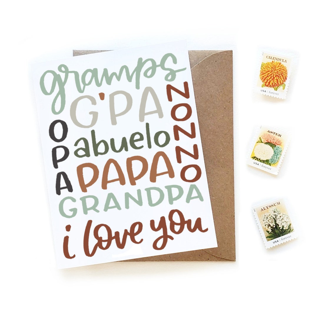 Grandpa I Love You Card | Original Calligraphy Brush Lettering Father's ...