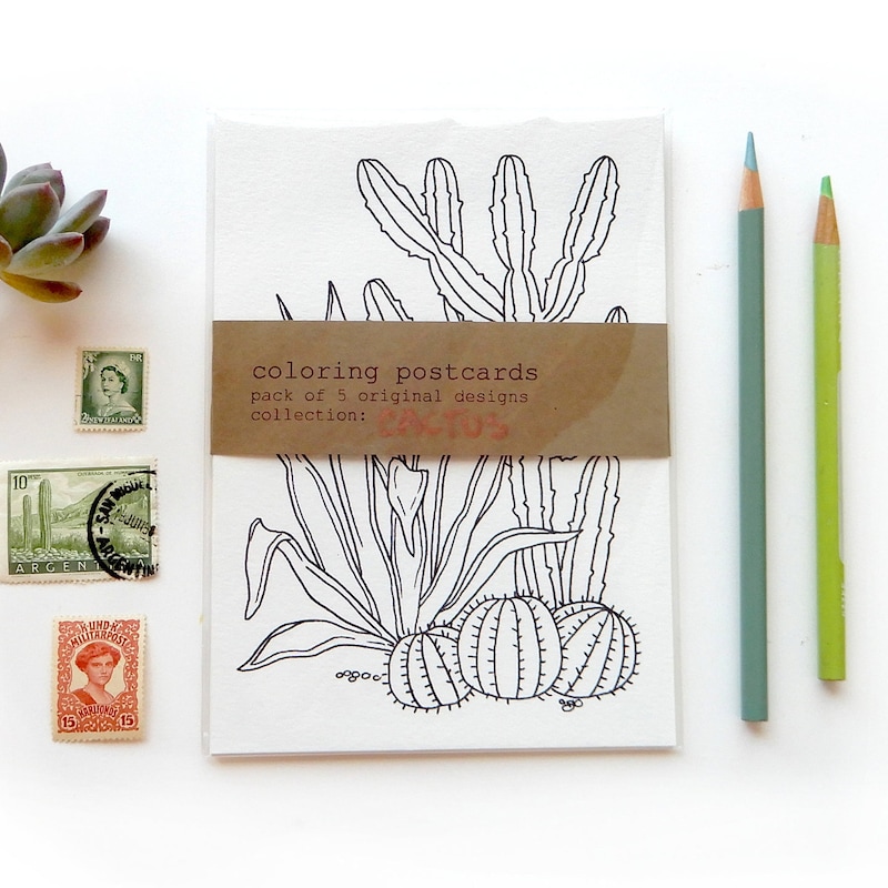 Coloring Postcards - Etsy