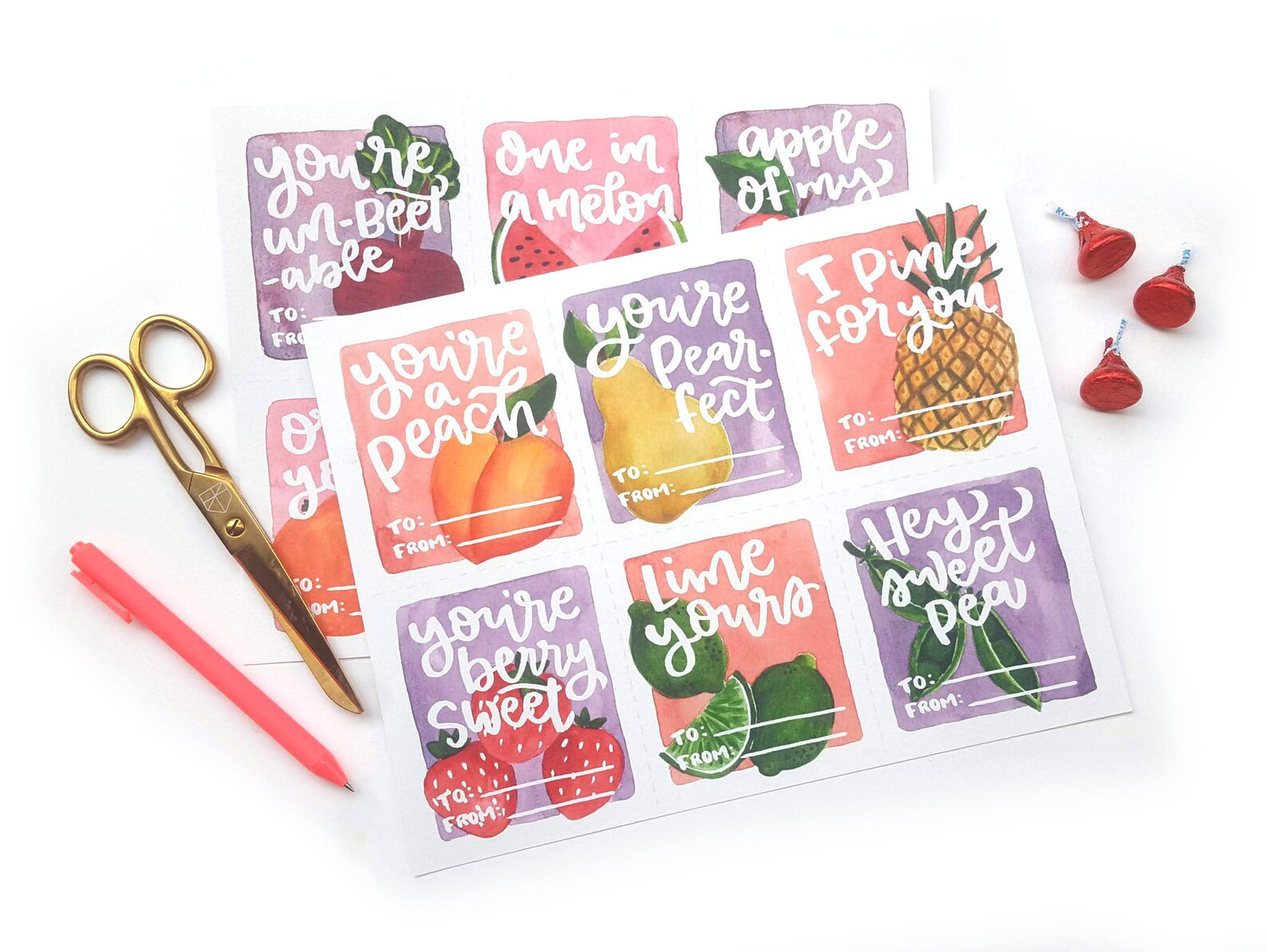 Download Valentine's Day Fruit Puns Set of 12 Instant | Etsy