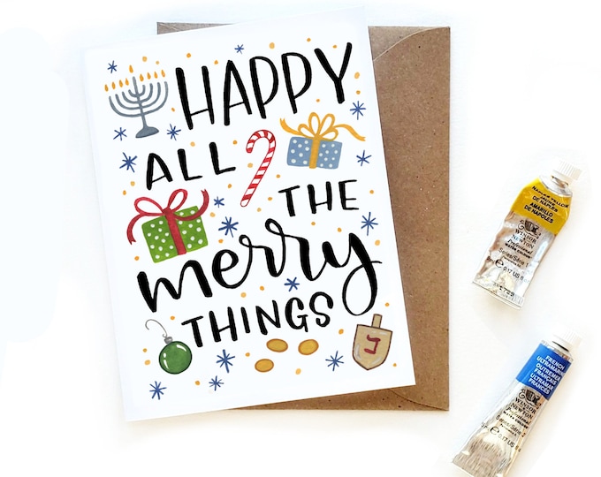 Saguaro Cactus Menorah Card Modern Hanukkah Handpainted - Etsy