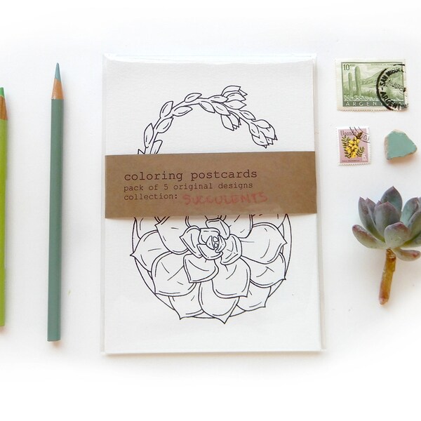 Coloring Postcards - Etsy