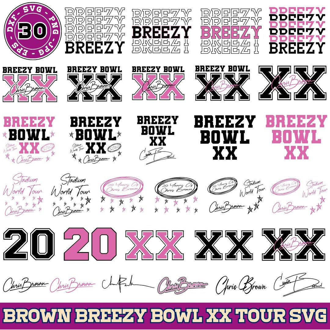 Chris Brown Breezy Bowl XX Tour Svg PNG, Design de Camiseta Chris Brown ...