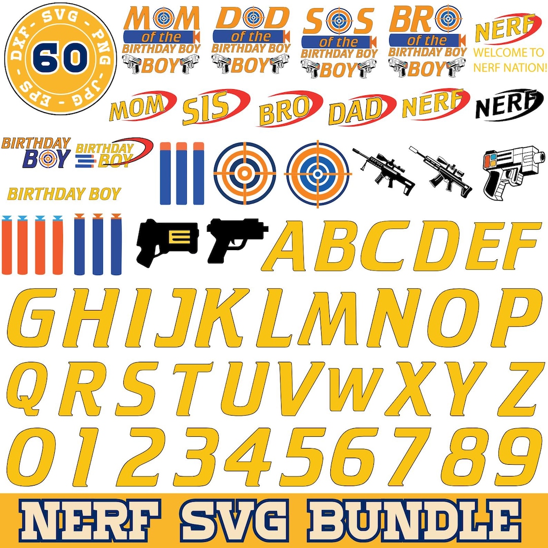 Nerf Svg Bundle, High Quality Nerf Png, Birthday Svg, Shirt Design, Svg ...