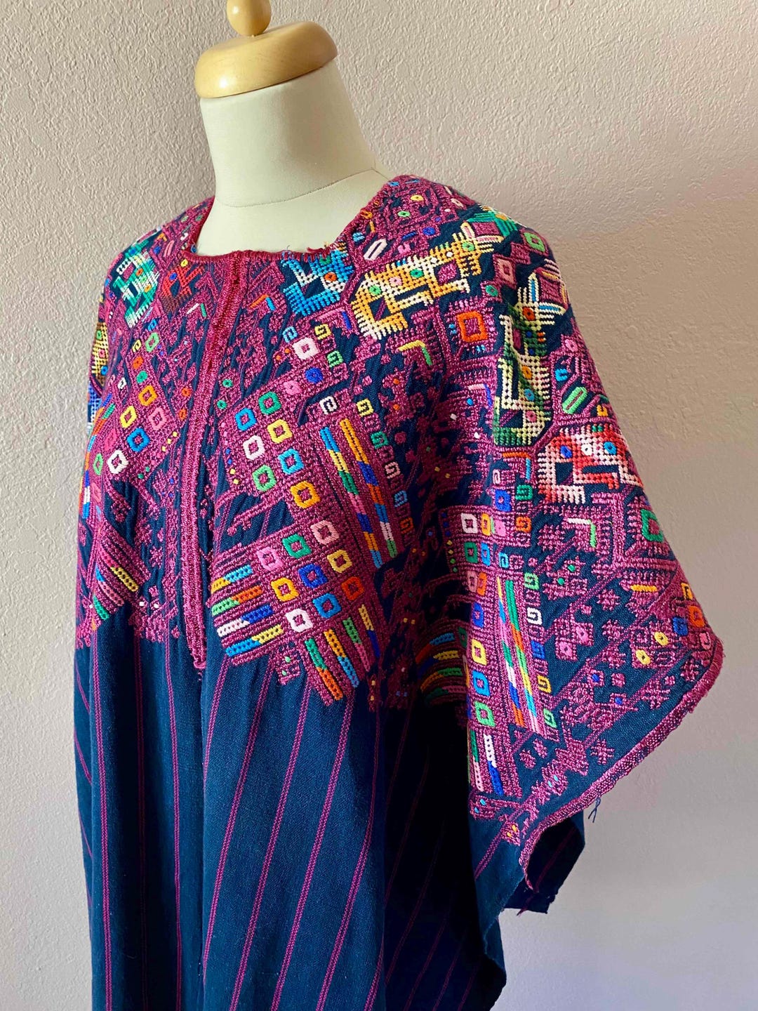 Collectors Guatemalan Open-sided Huipil - Vintage 80's Nahuala - Indigo ...