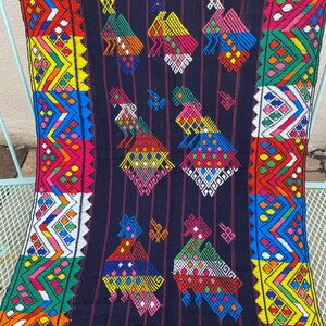 Guatemalan Handwoven Textile Tzute Ceremonial Cloth Indigo Peacock Pavo ...