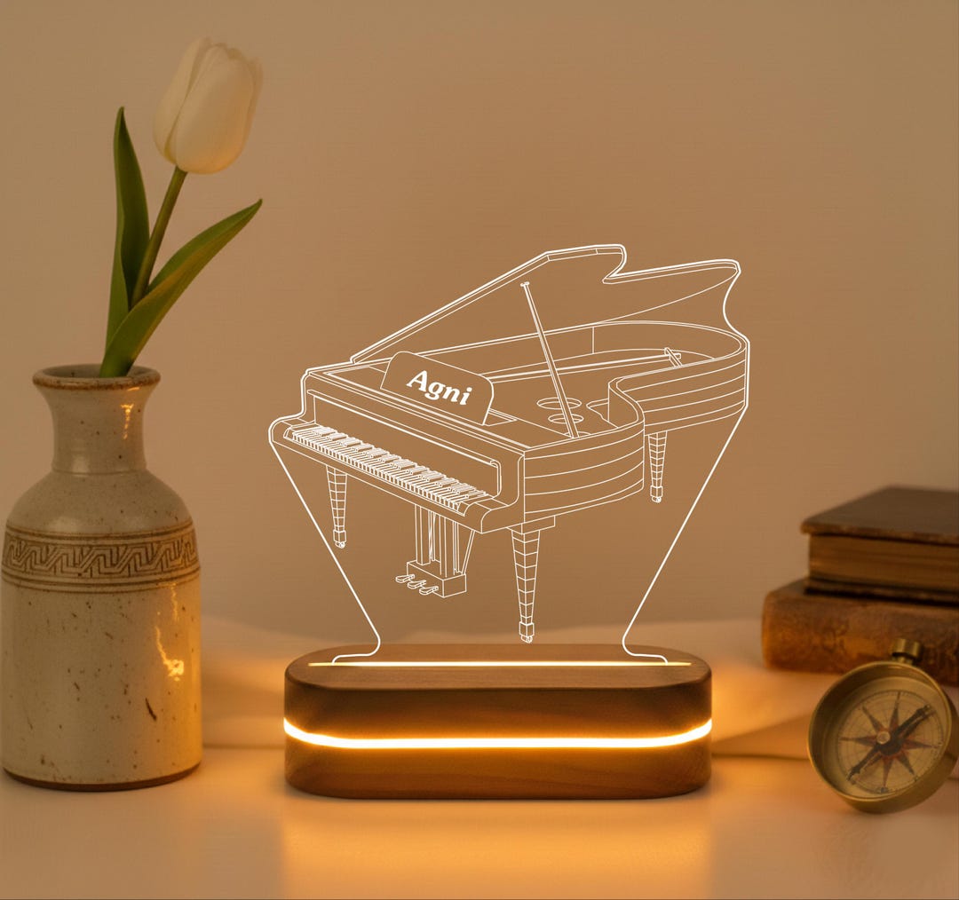 Personalized Piano Night Light, Custom Lamp, Music Teacher Gift ...