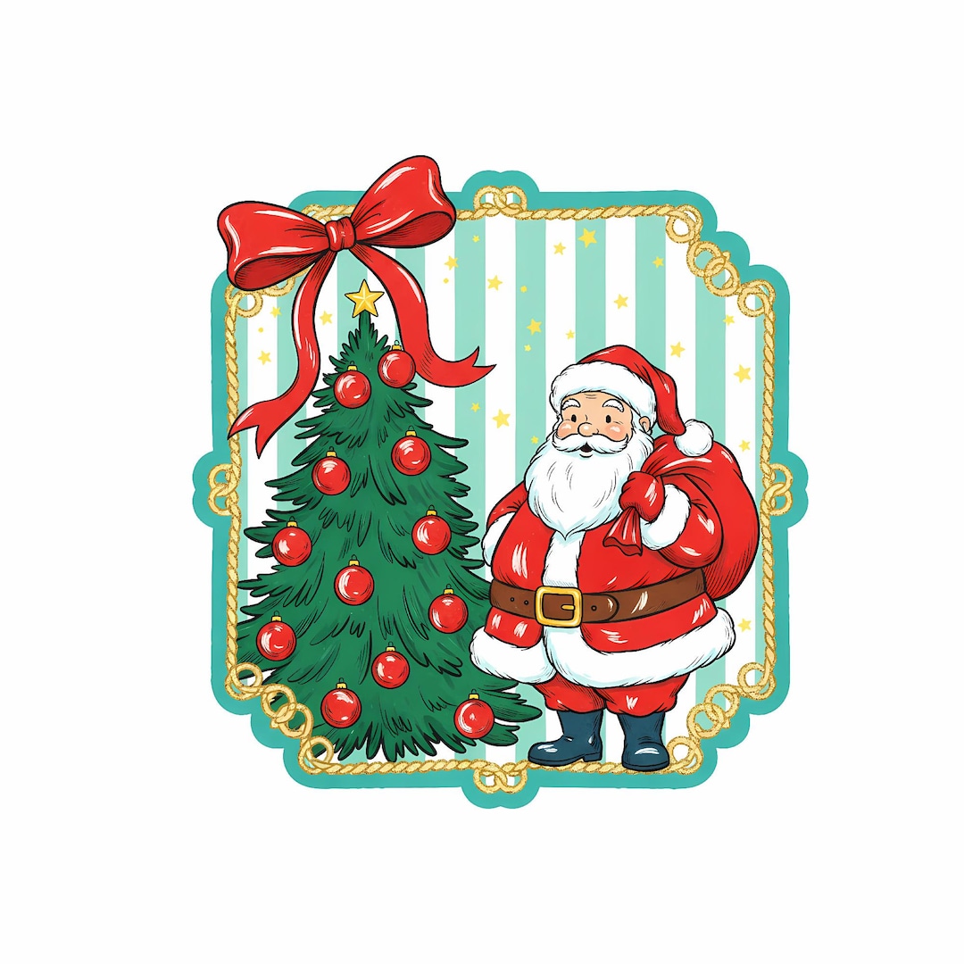 Preppy Santa Png, Retro Christmas Png, Christmas Tree Png, Christmas ...