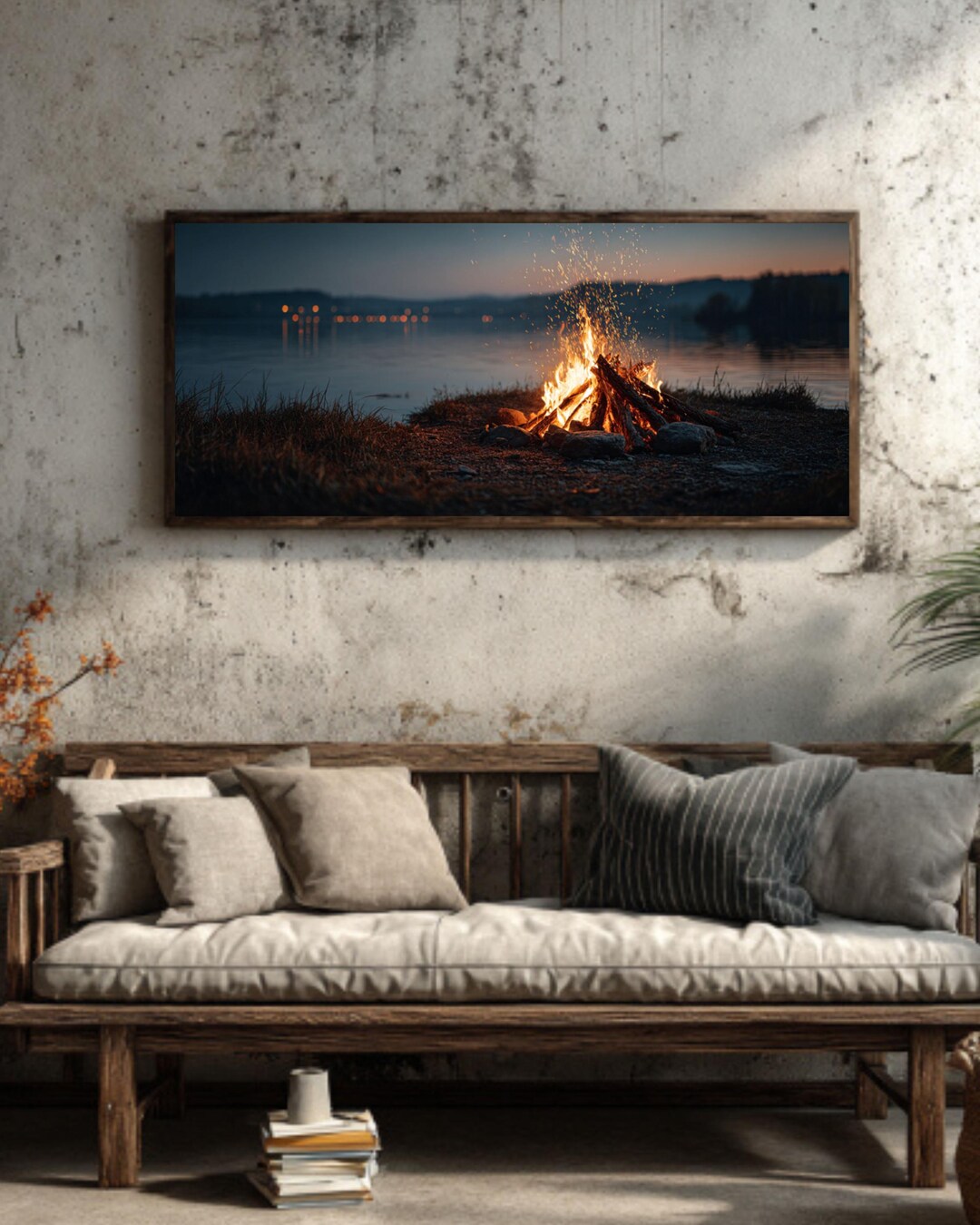 Photorealistic Campfire by Lake – Rustic Night Scene With Sparks ...