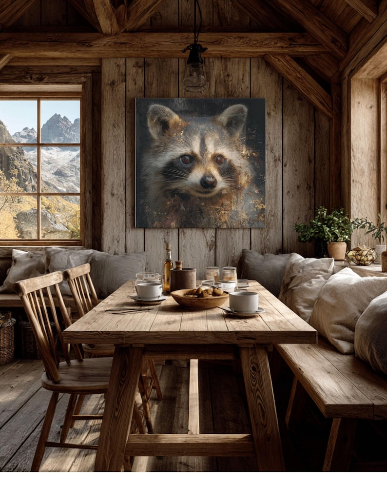 Rustic Raccoon Canvas Wall Art: Modern Woodland Home Decor - Etsy
