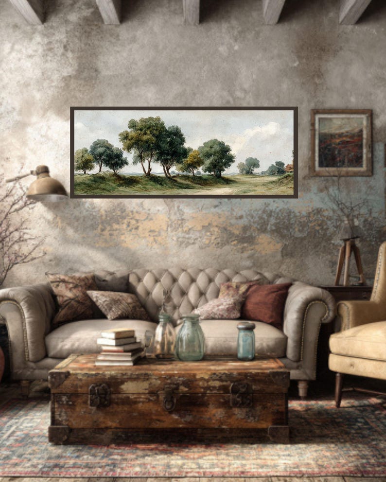Rustic English Countryside Tree Art – Watercolor Sketch in Constable ...