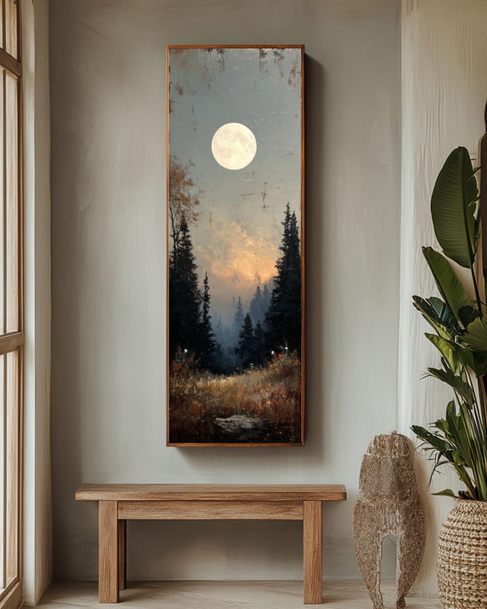 Rustic Alaska Canvas Art – Full Moon, Forest & Wildflowers - Etsy