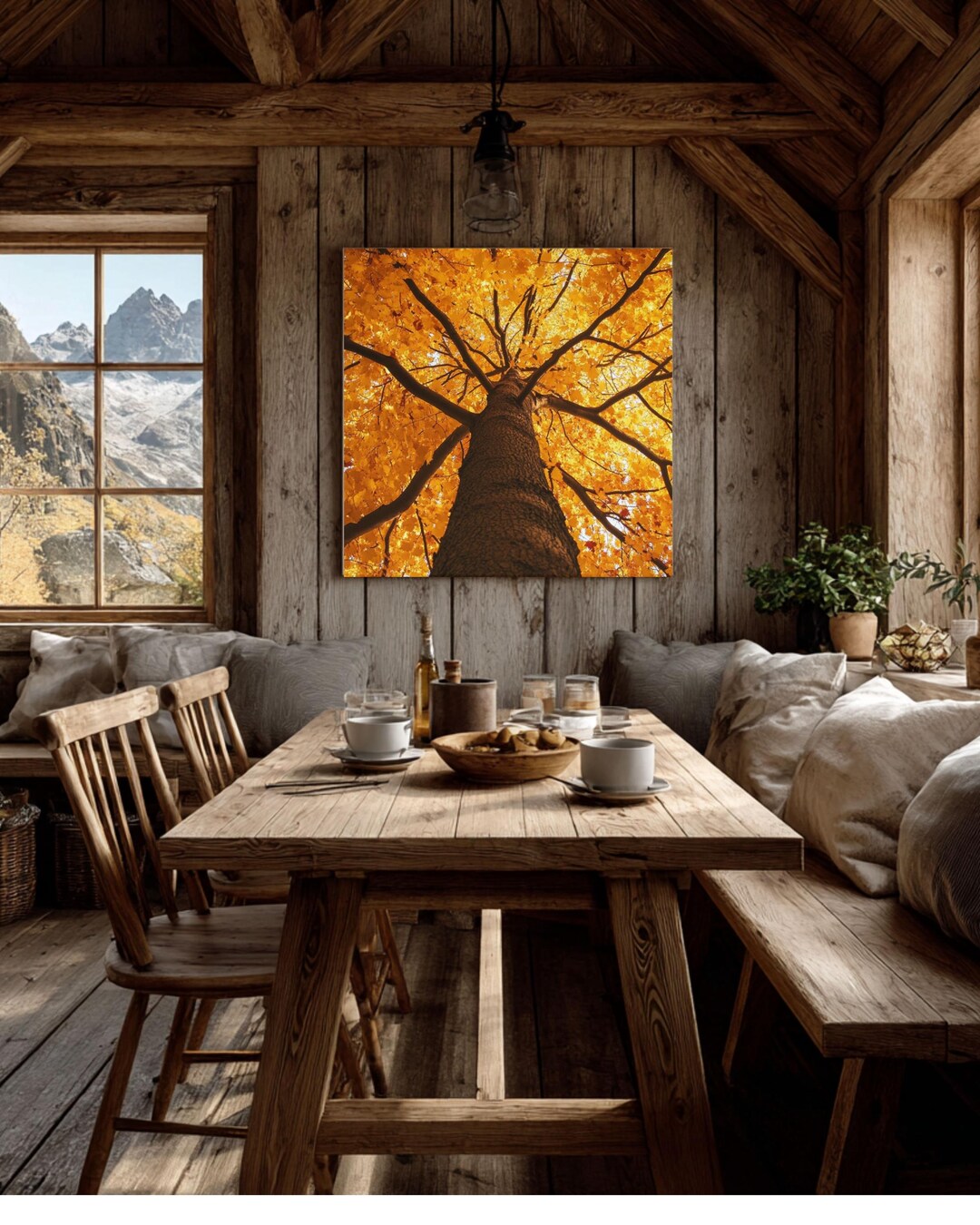 Rustic Fall Tree Canopy Canvas Print: Farmhouse Autumn Wall Art - Etsy